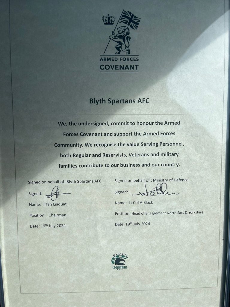 Blyth Spartans sign the Armed Forces Covenant - Blyth Spartans