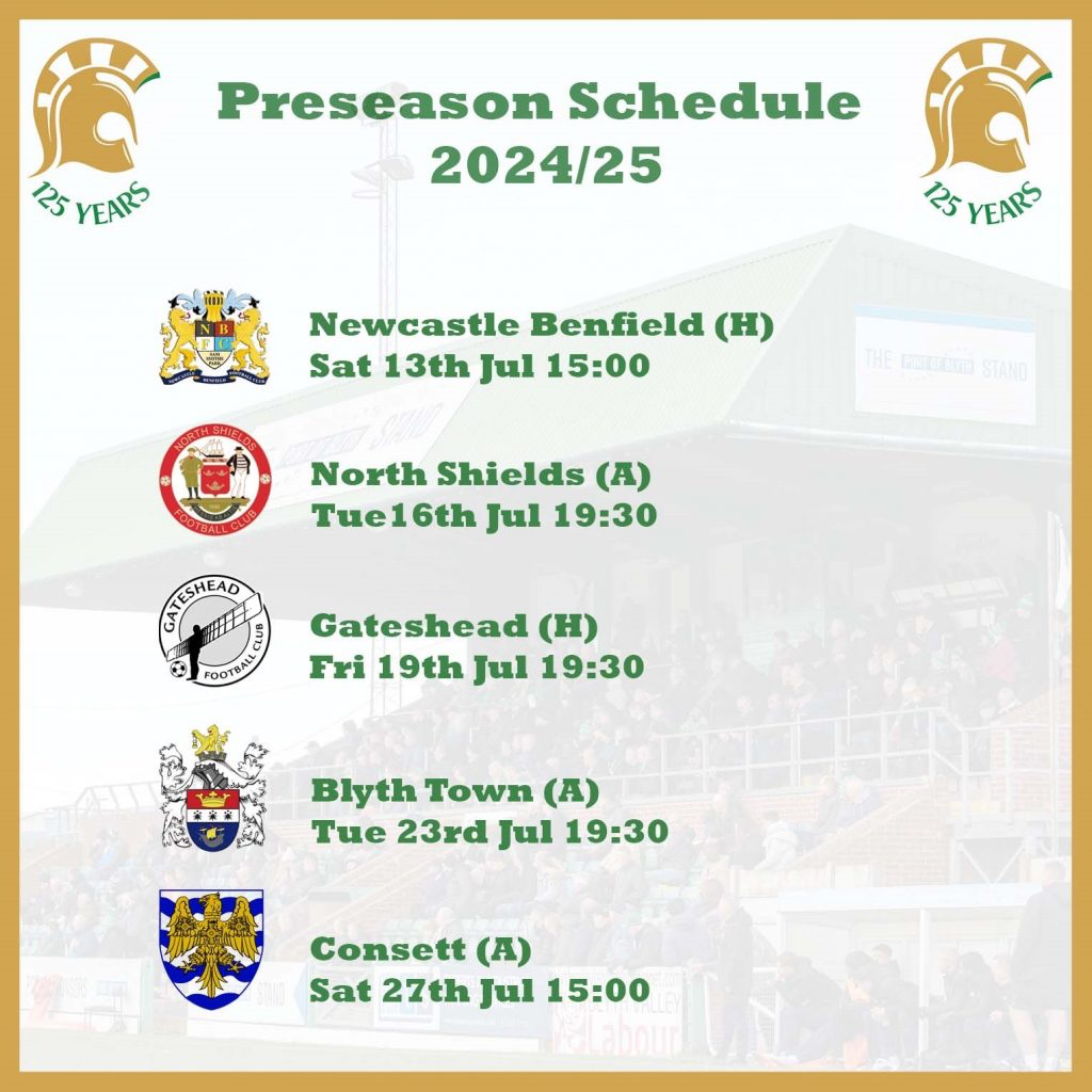 Pre-Season fixtures confirmed - Blyth Spartans