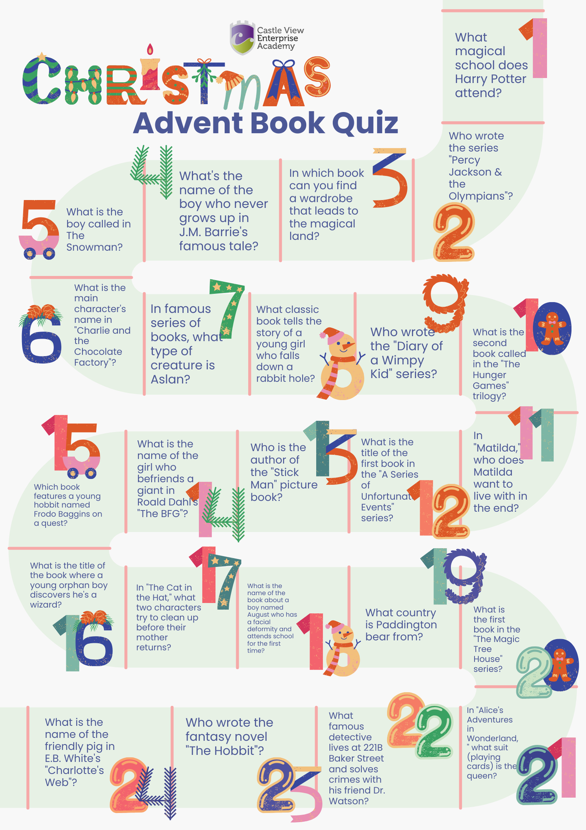 Reading@CVEA : Advent Book Quiz - Castle View Enterprise Academy